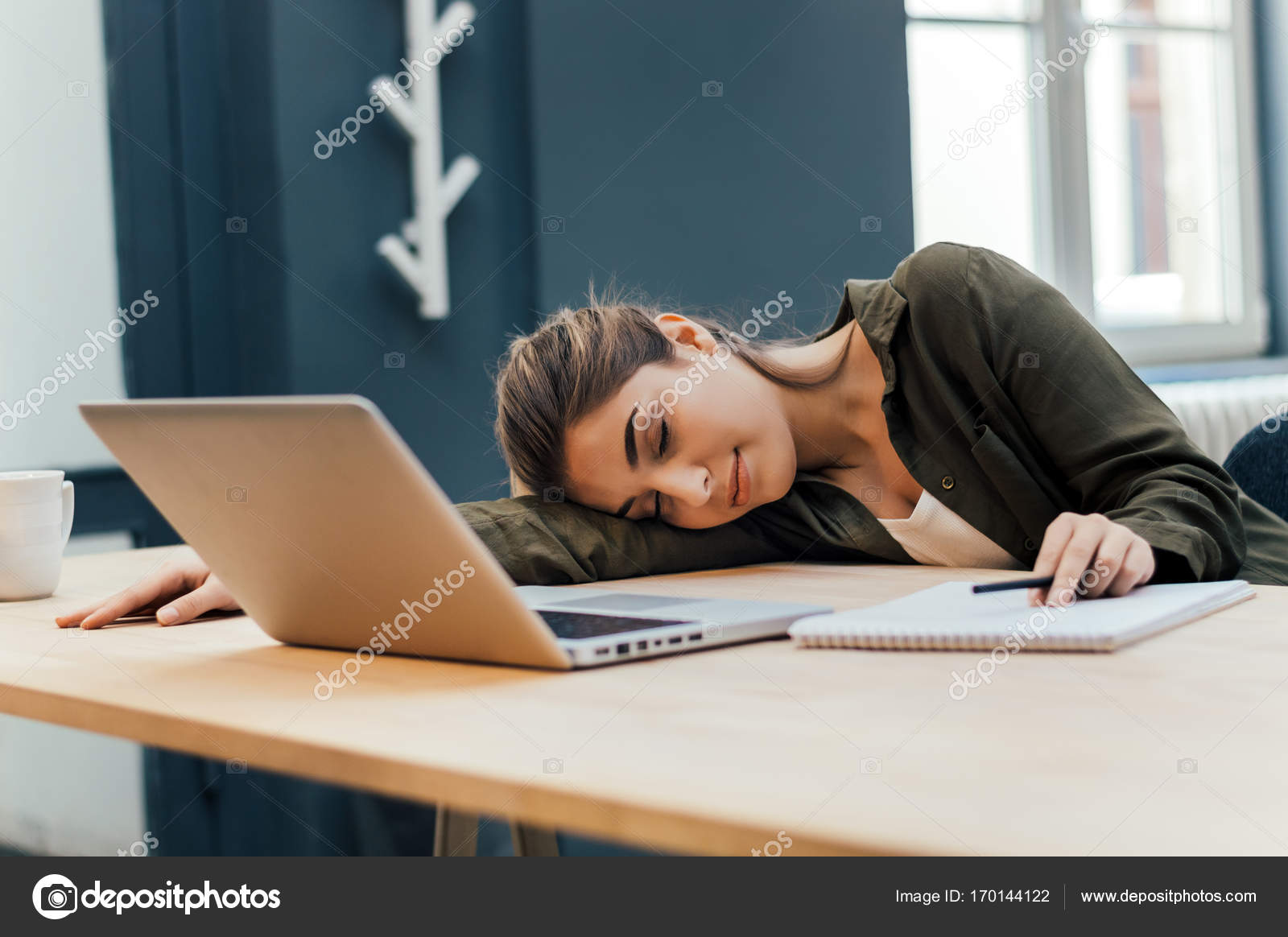 Woman Sleeping At Work