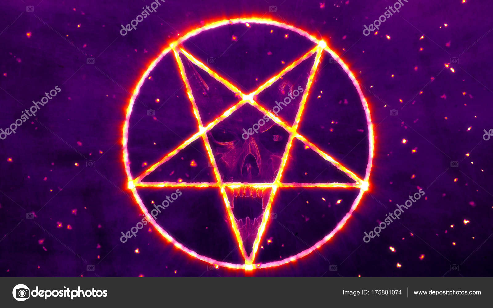 Inverted Pentagram Symbol with the Face of the Evil Stock Photo by ...