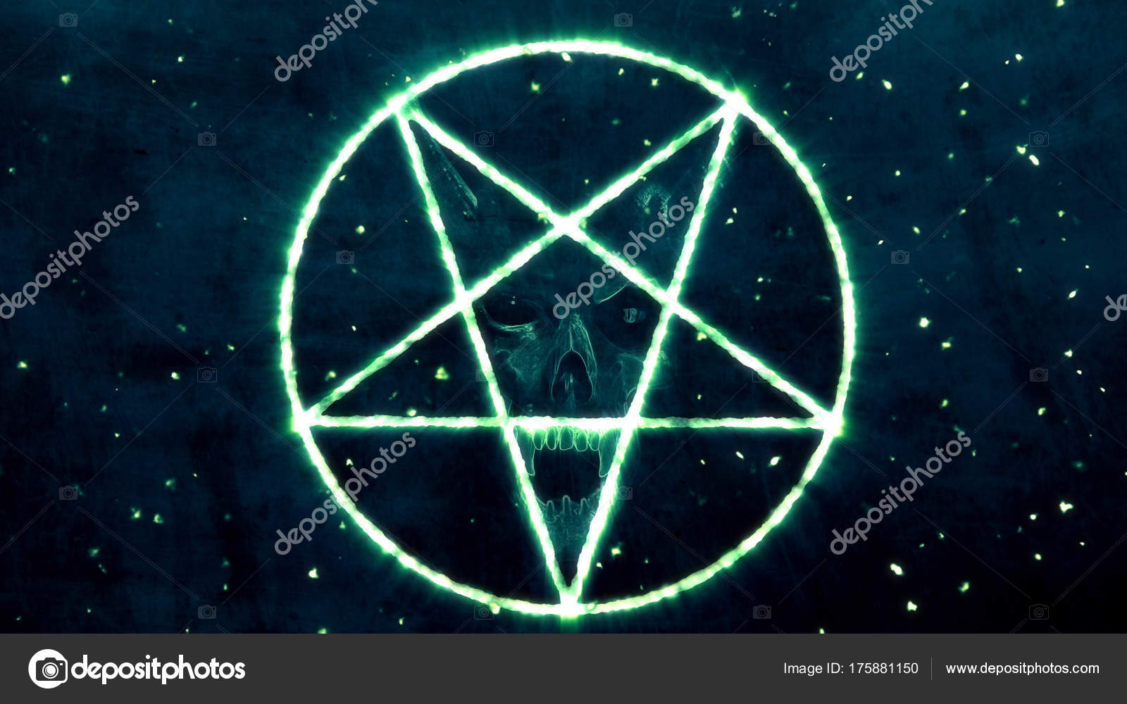 Inverted Pentagram Symbol with the Face of the Evil Stock Photo by ...