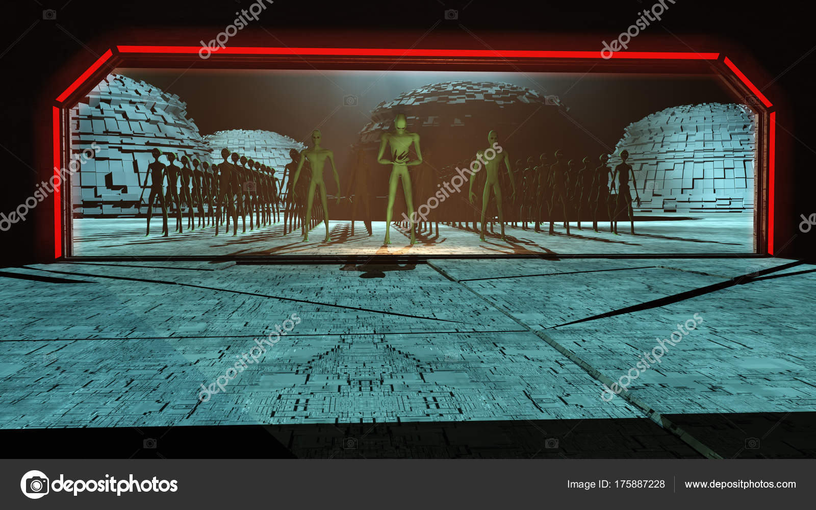 Aliens Reveal behind Space Station Gate Stock Photo by ©boscorelli ...