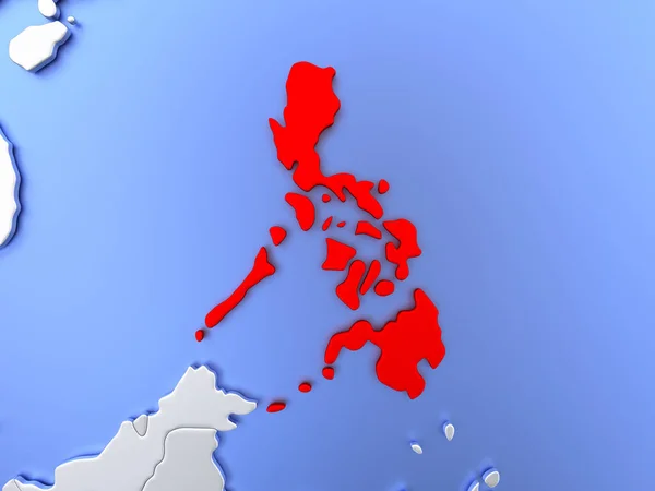 Philippines in red on map - Stock Image - Everypixel