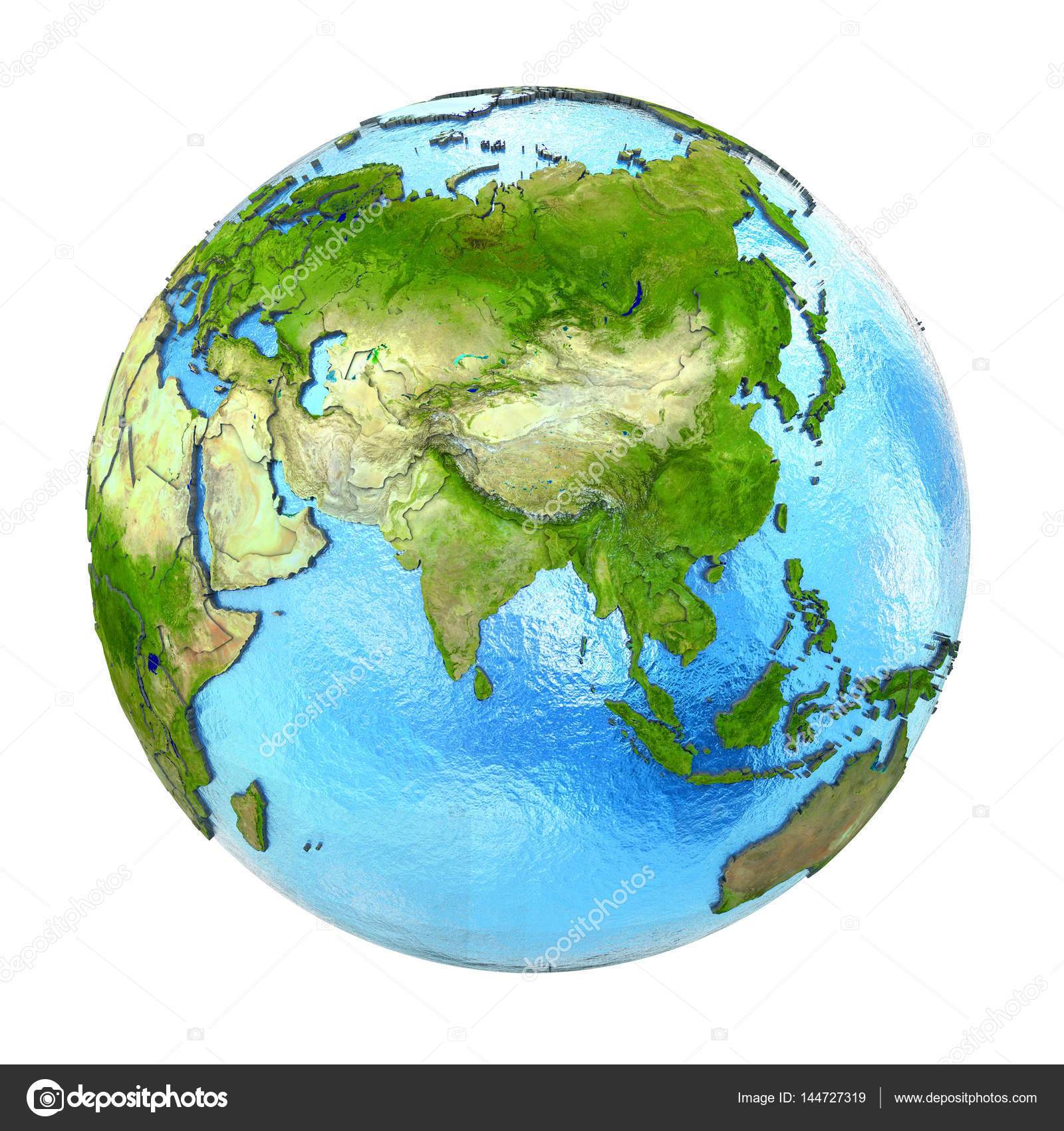 Asia on Earth isolated on white Stock Photo by ©tom.griger 144727319