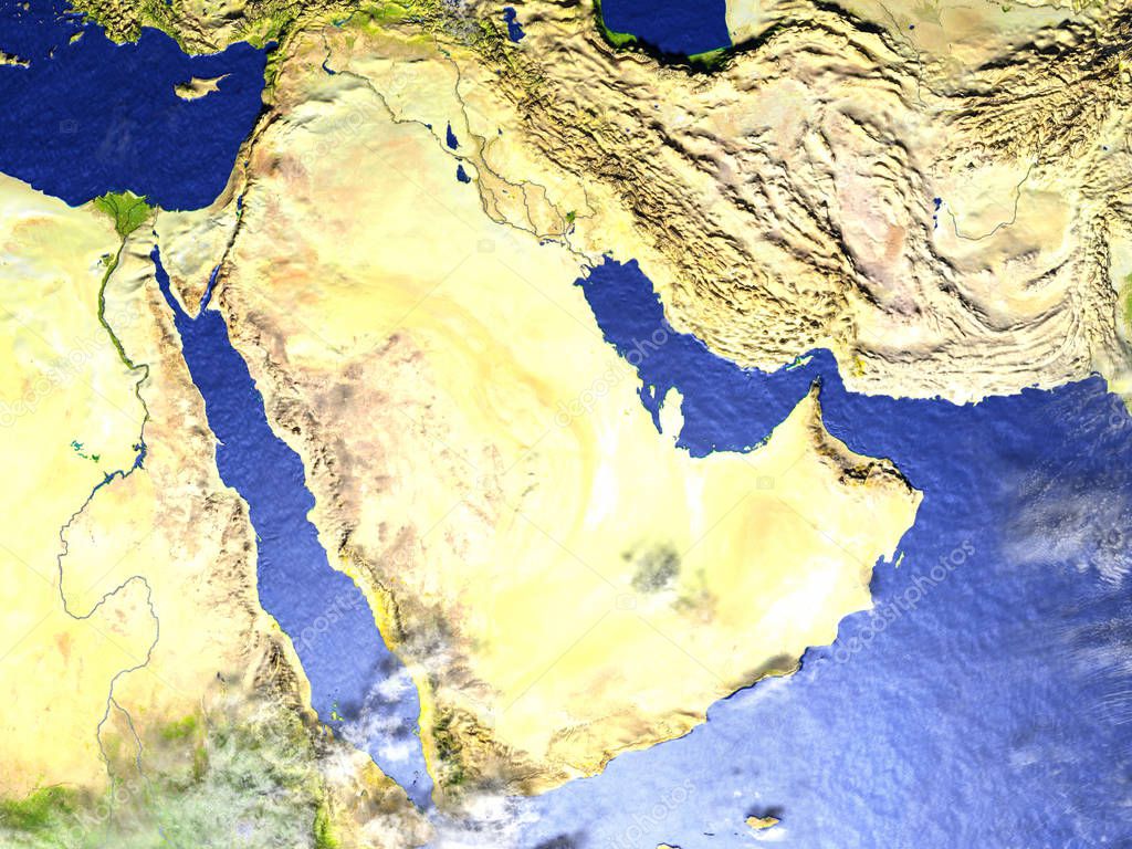 Península Árabe en el modelo realista de la Tierra 2022