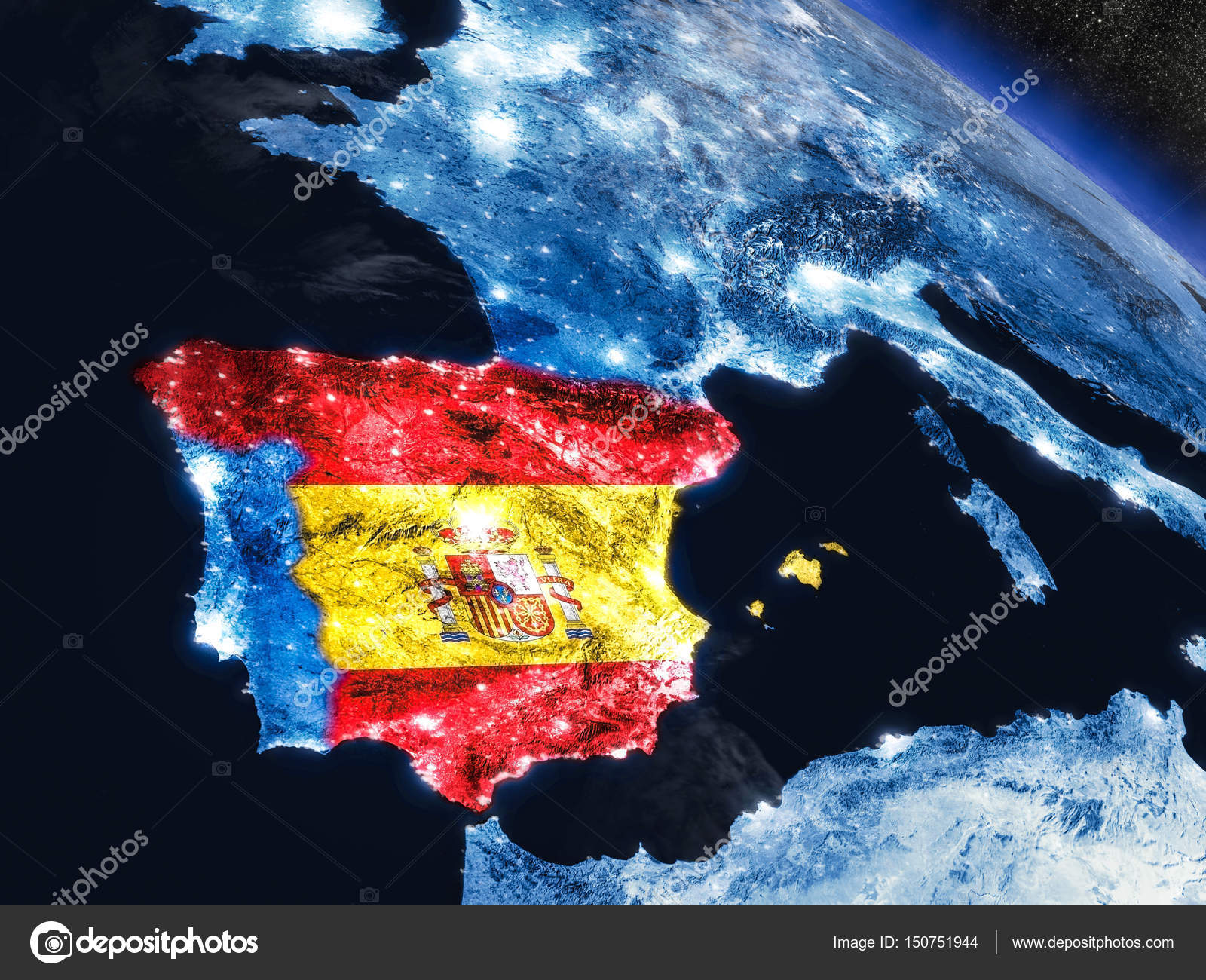 Spain with embedded flag from space — Stock Photo © tom.griger #150751944