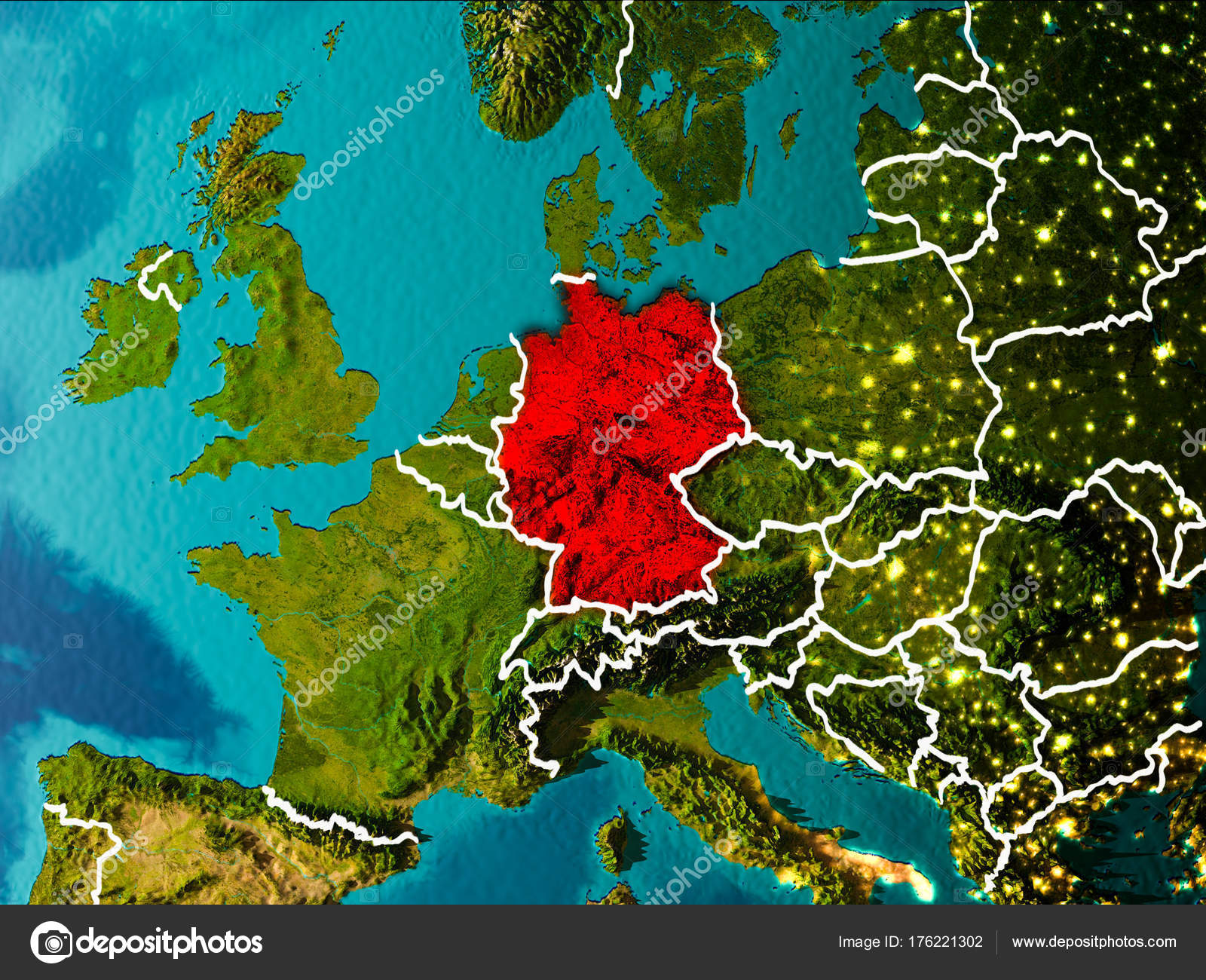 Map of Germany on Earth — Stock Photo © tom.griger #176221302