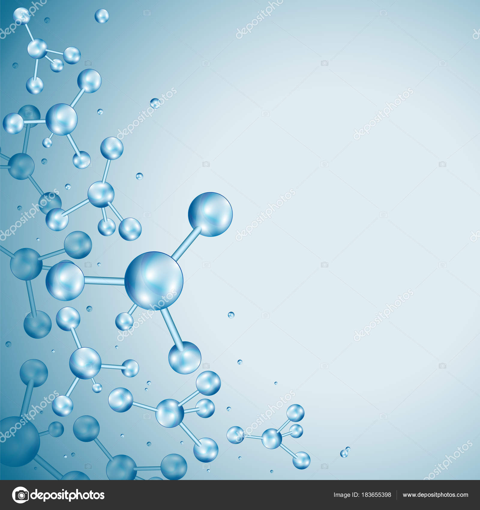 Abstract molecules design. Atoms. Molecular structure with blue Stock ...