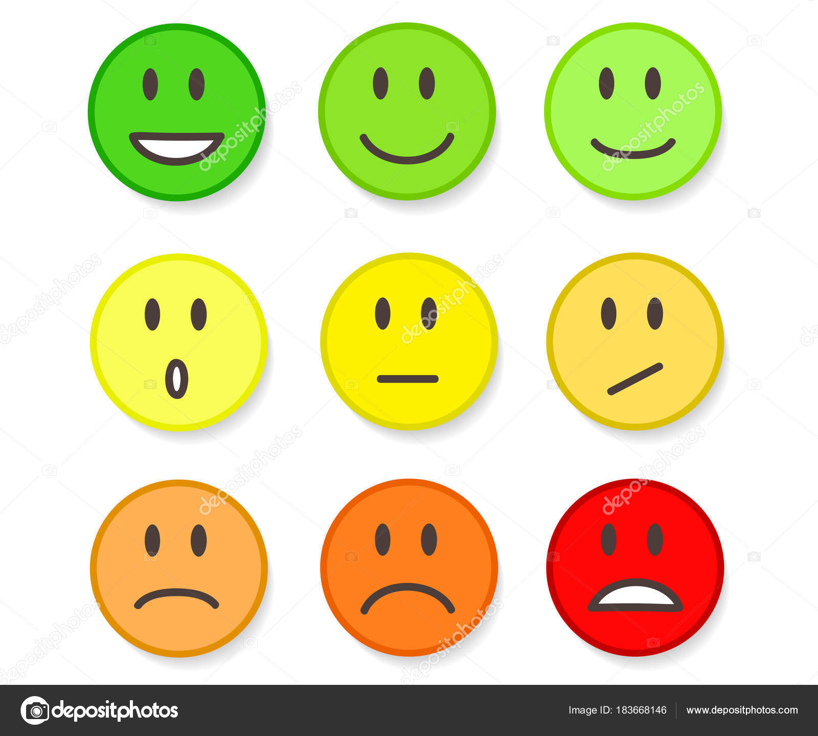9 Smileys Mood Color on White, Stock Vector Illustration Stock Vector ...