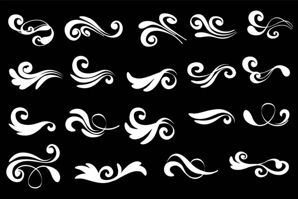Swirly line curl patterns isolated on white background. Vector f Stock ...