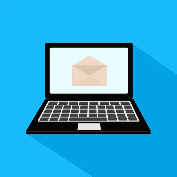 Email notification on laptop screen single isolated with flat long ...