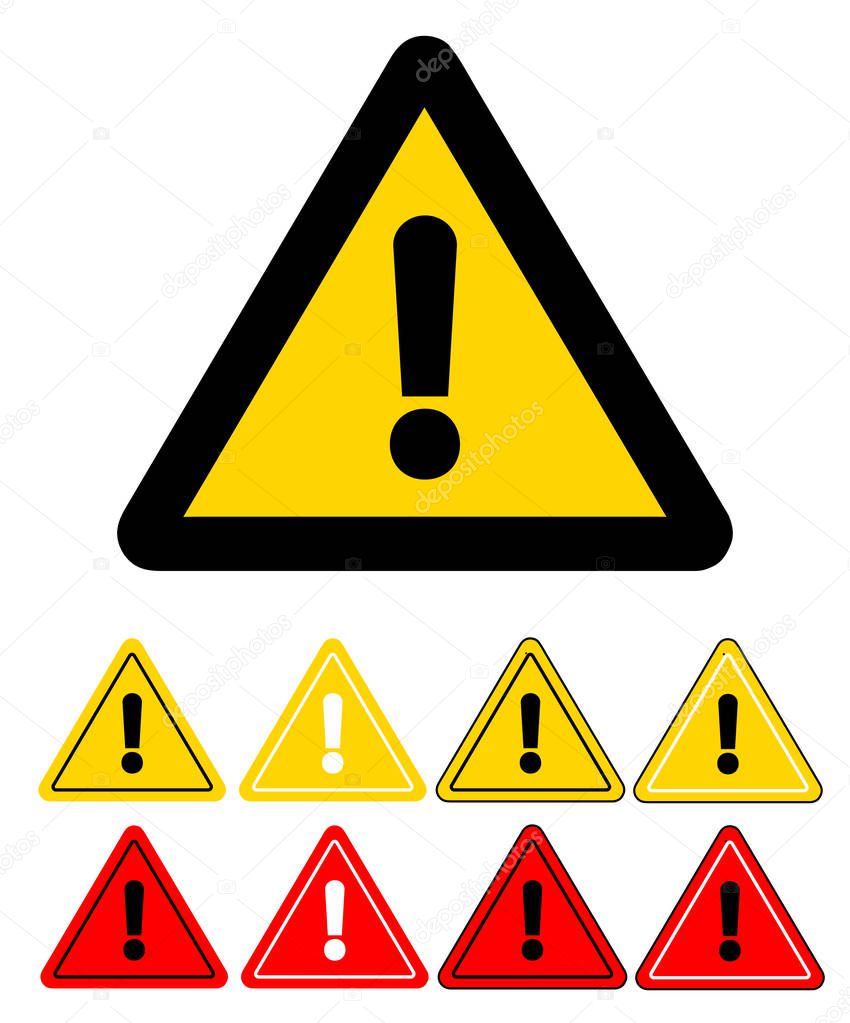 Conjunto de iconos de precaución de triángulo. Señal de precaución ...