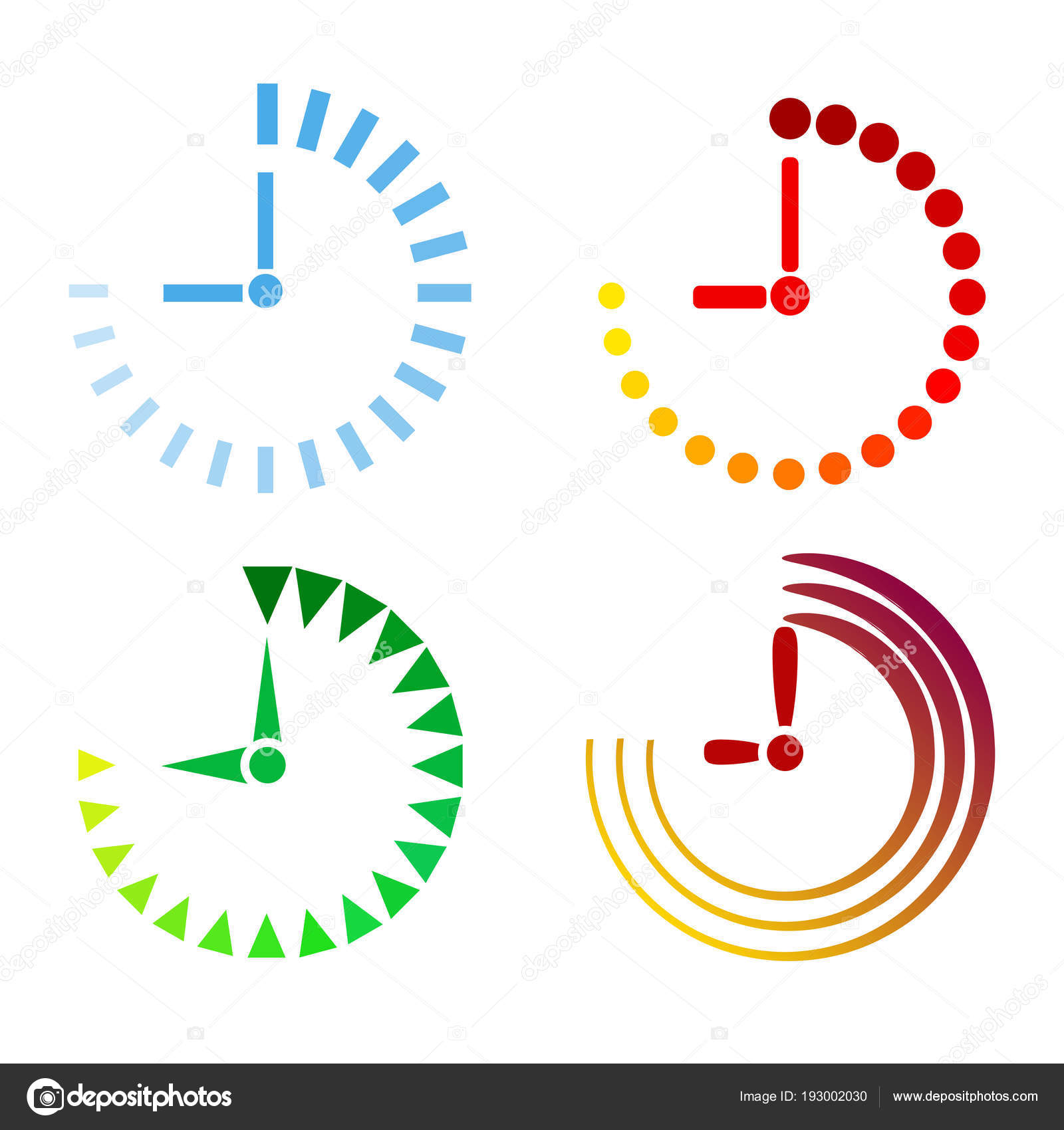 Set of clock icons flat design, stock vector illustration Stock Vector ...