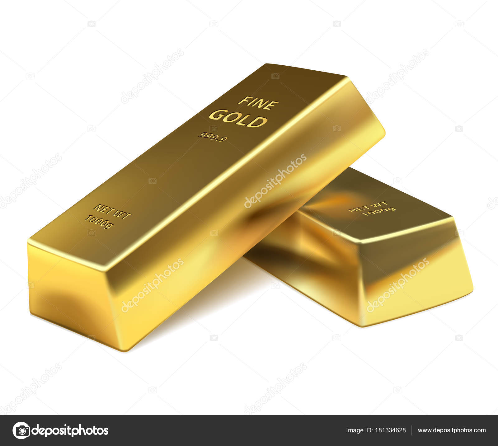 Two Gold Bars White Background Banking Business Concept Vector ...