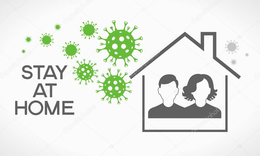 Iconos de cuarentena. Campaña Crown Virus (Covid 19). Quédate en casa ...