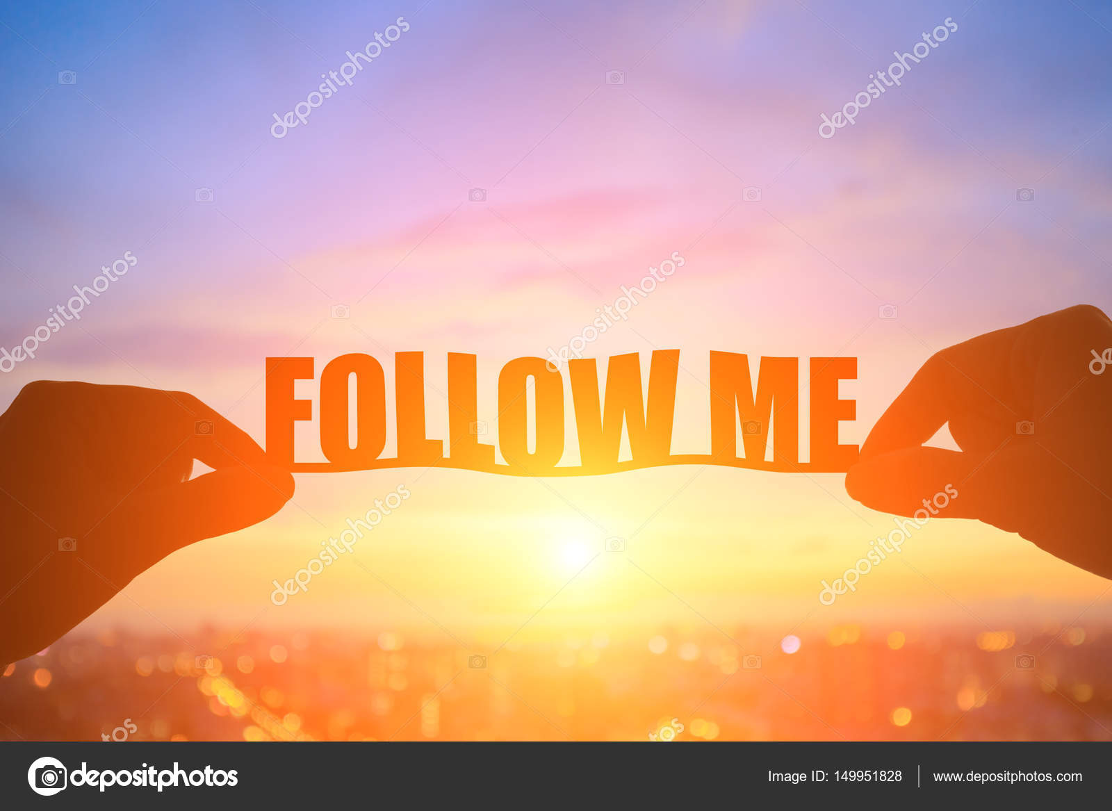 Hands holding follow me words — Stock Photo © ryanking999 #149951828