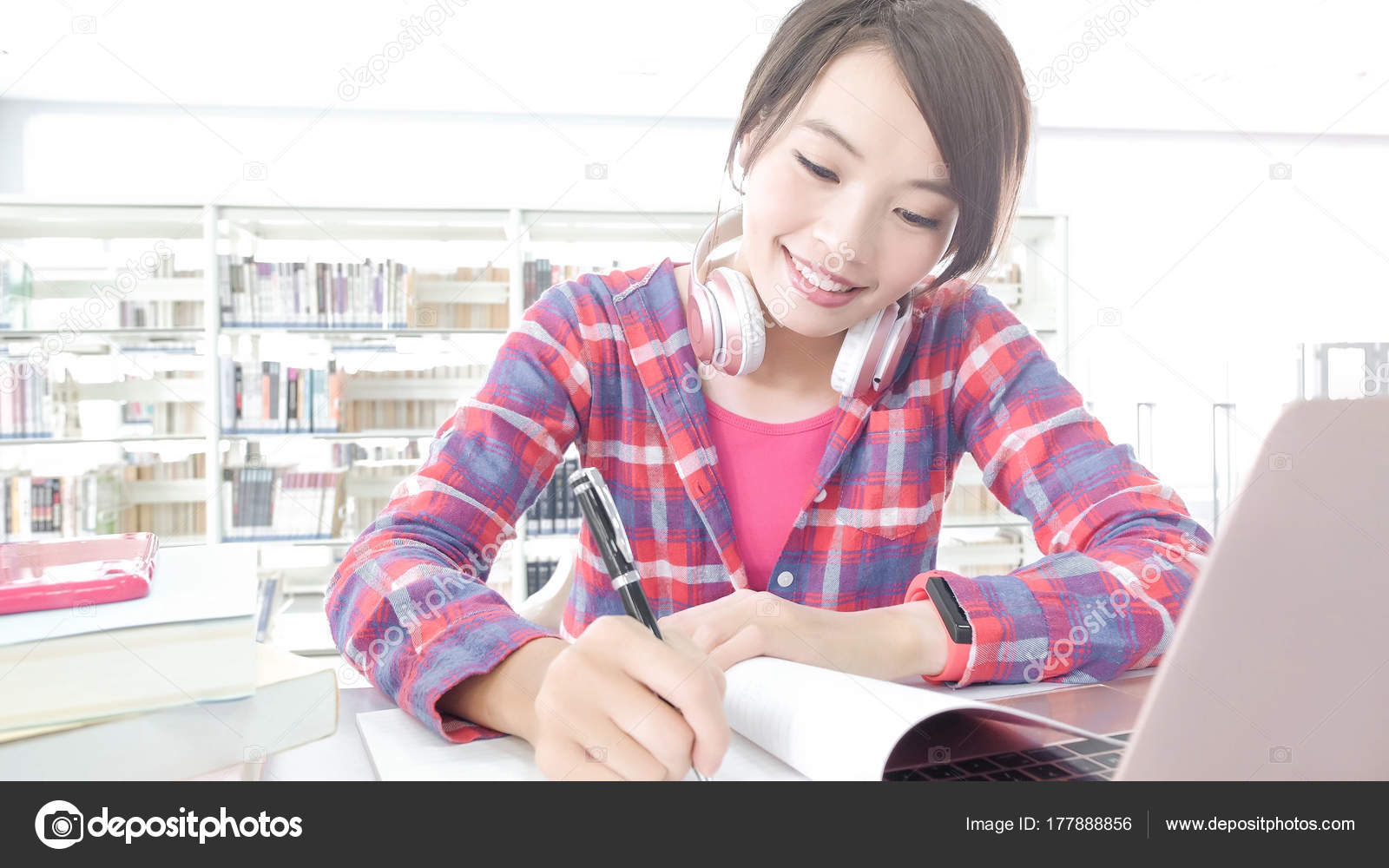 Asian Woman Student Studying Library Stock Photo by ©ryanking999 177888856
