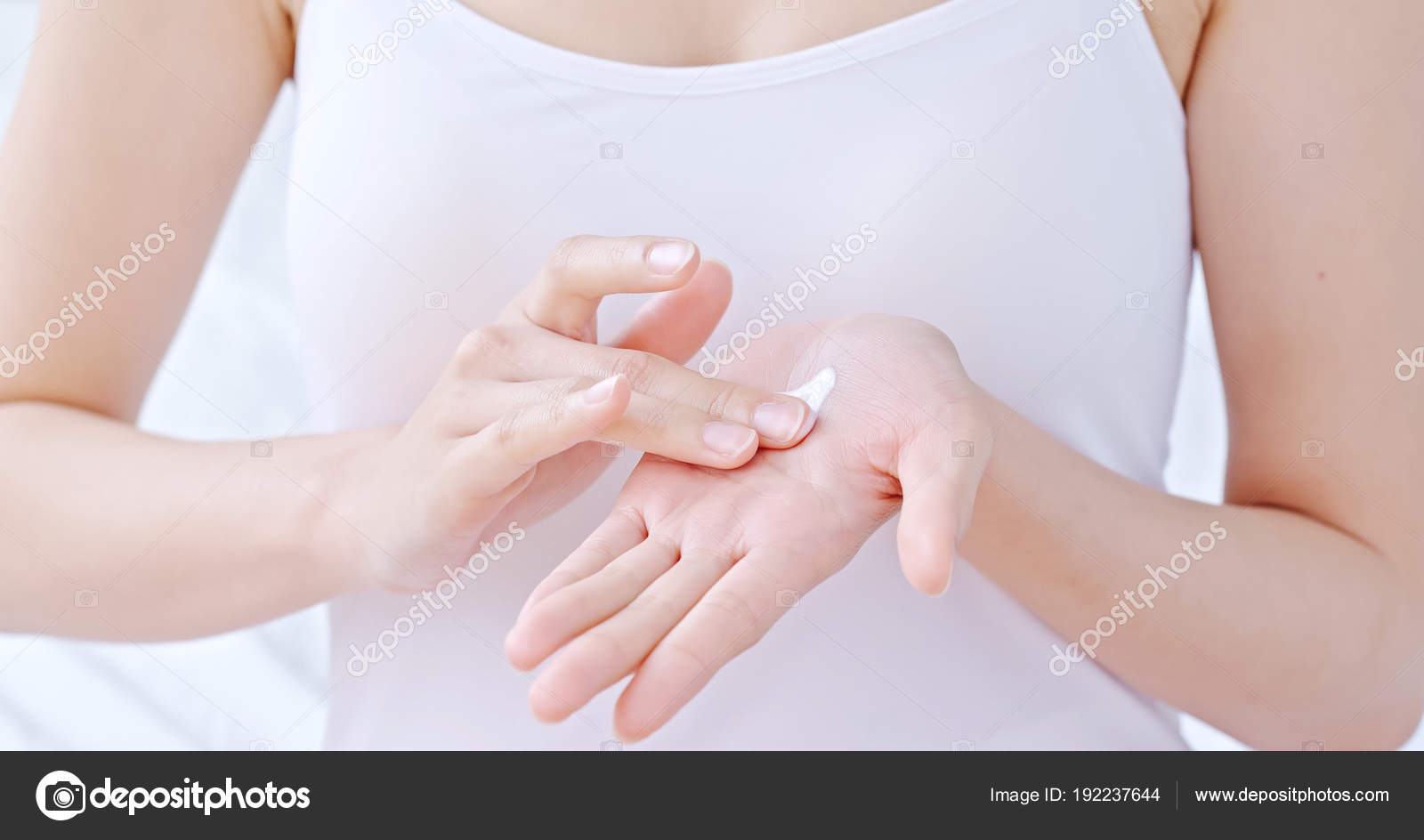 Beauty Woman Using Hand Cream Home Stock Photo by ©ryanking999 192237644