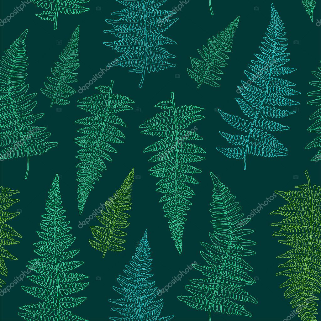 Patr n sin costura con hojas de helecho dibujadas a mano 2024