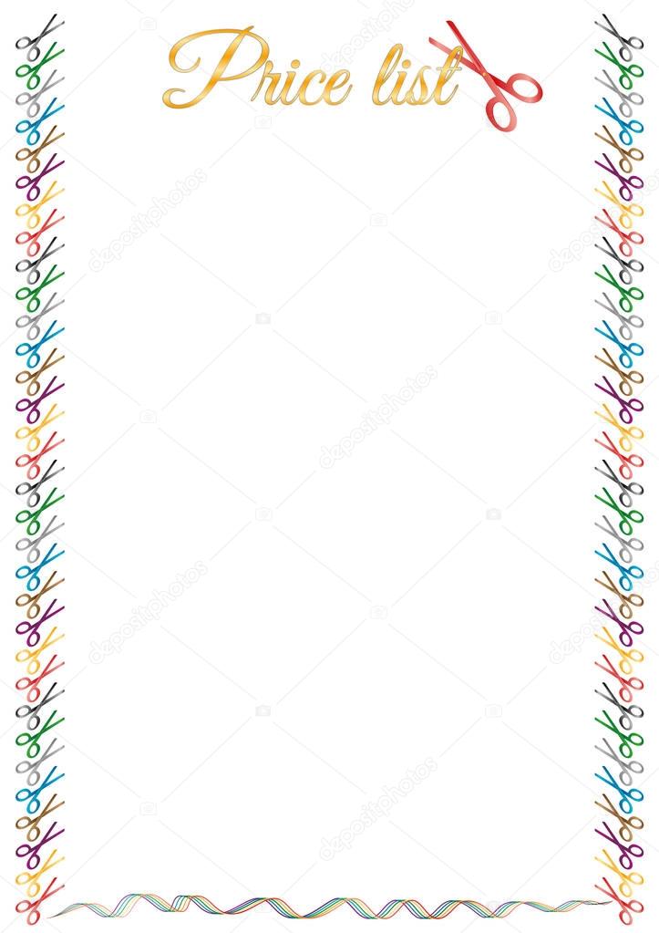 The simple frame (price list) with Barber scissors — Stock Vector ...