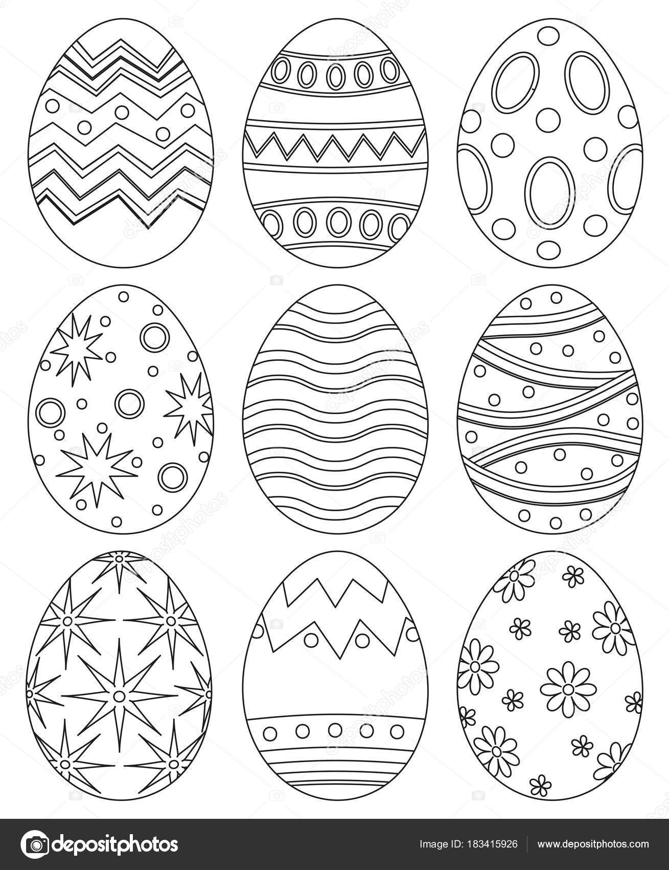 Black and white easter egg collection set poster. Stock Vector by ...