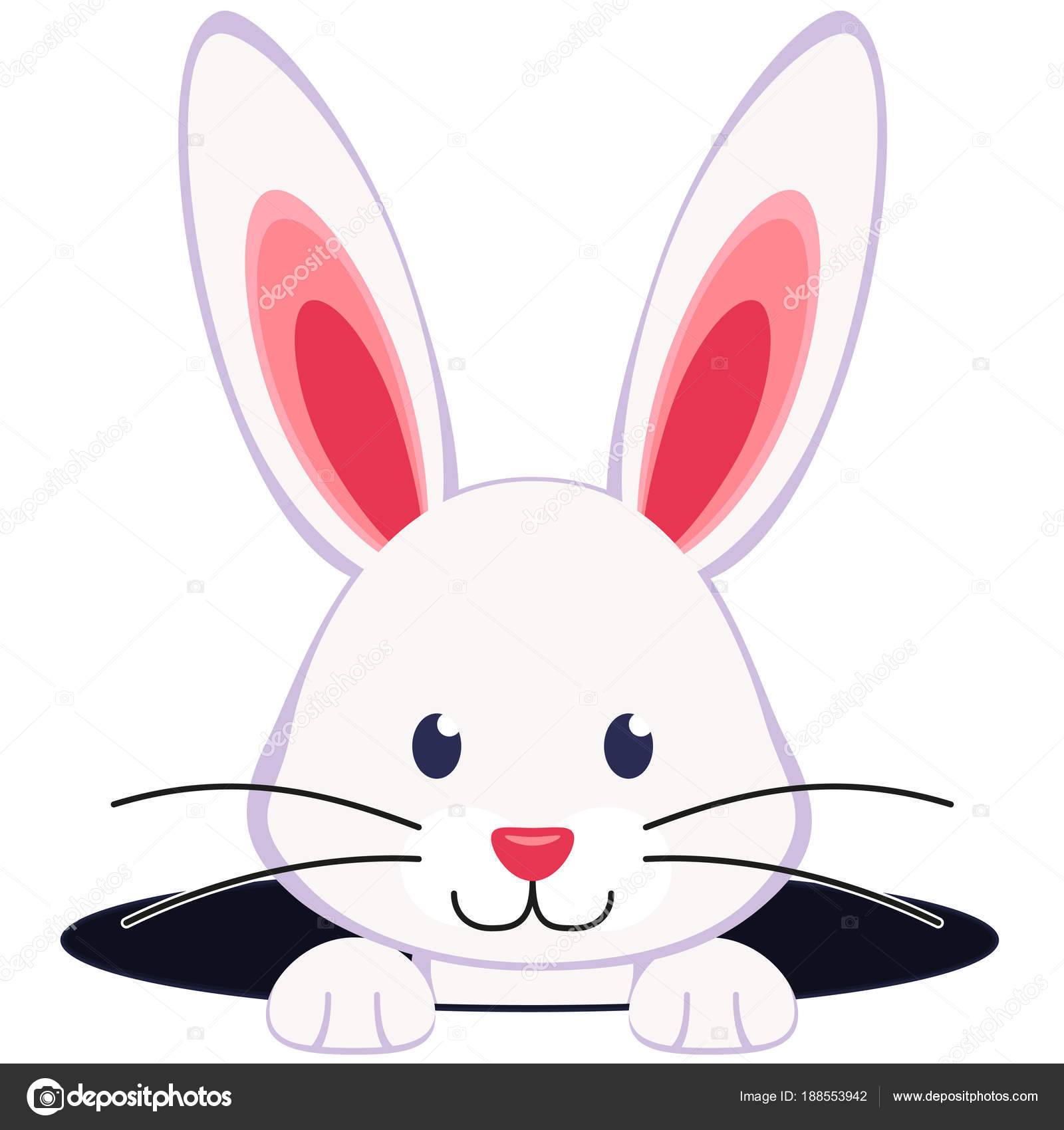 Icono colorido de cara de conejo de dibujos animados agujero . Vector ...