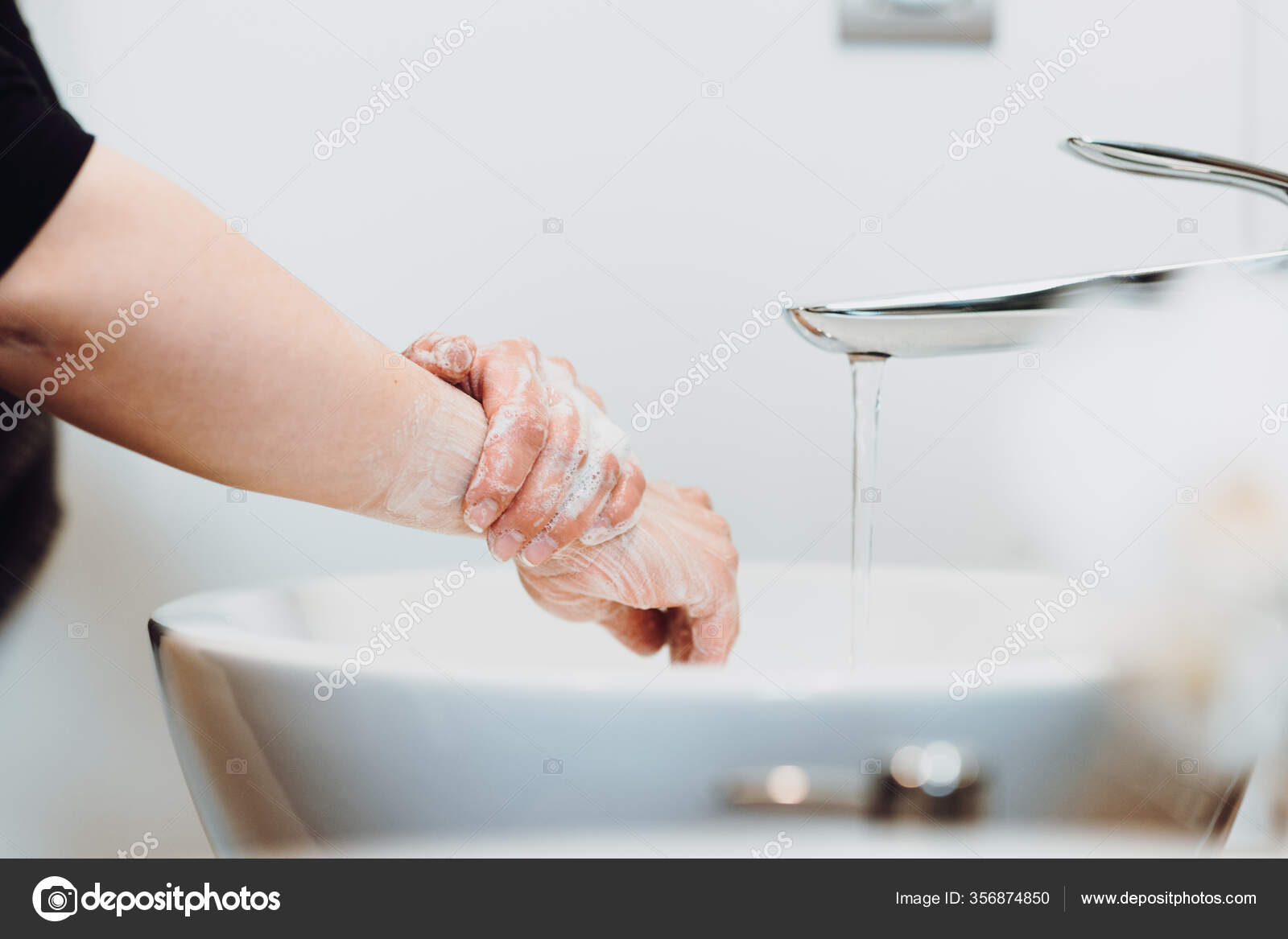 Beautiful Woman Washing Hands Cleaning Hands Soap Cosmetics ...