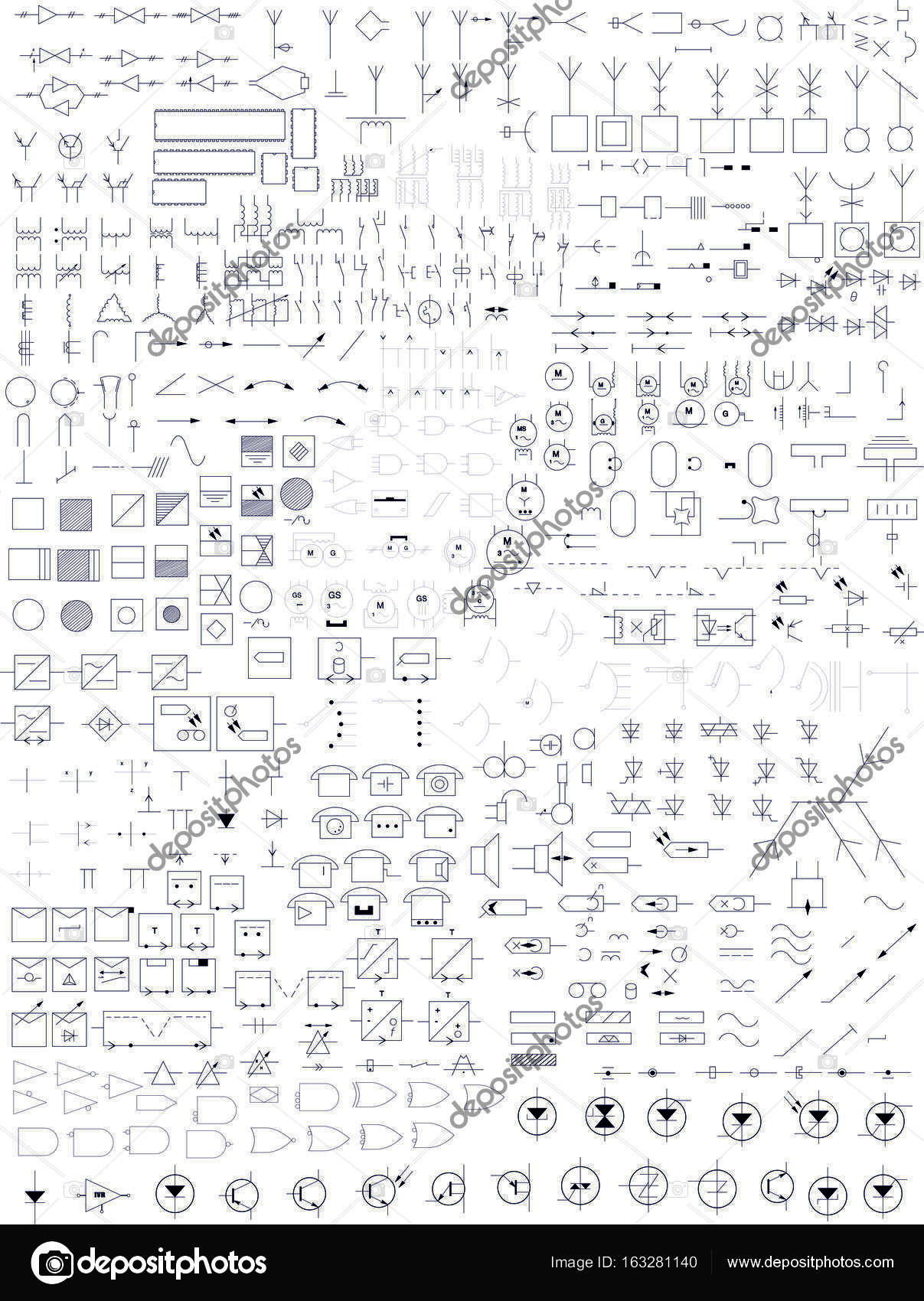 Elements of electrical circuits. — Stock Vector © TOSP #163281140