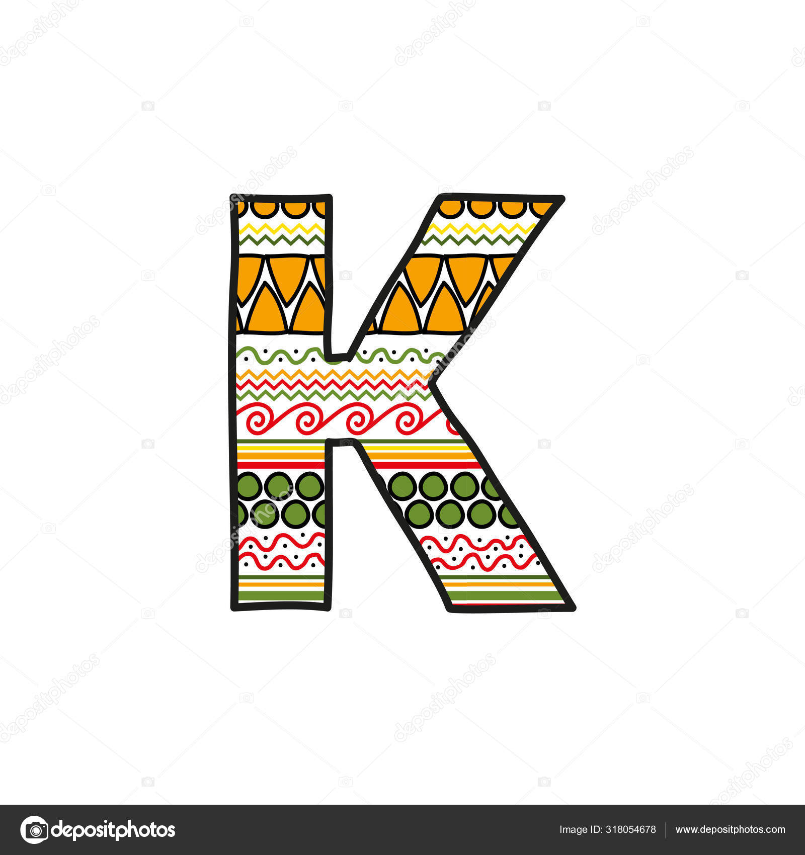 Vector Ethnic Hand Drawn Font Letter Stock Vector Image by ©pippidraws ...