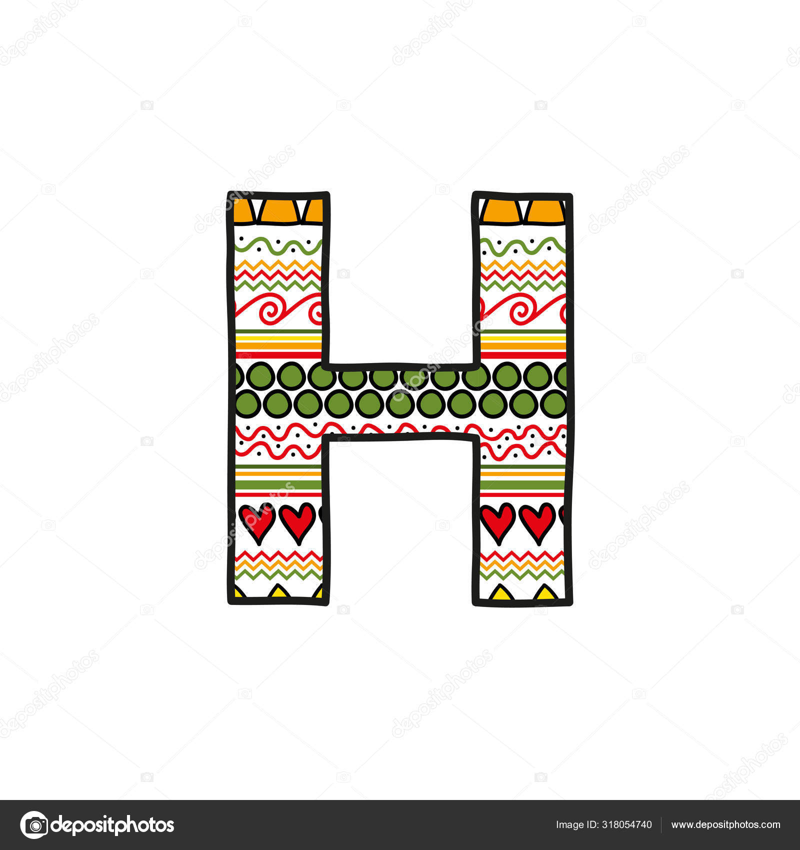 Vector Ethnic Hand Drawn Font Letter — Stock Vector © pippidraws #318054740