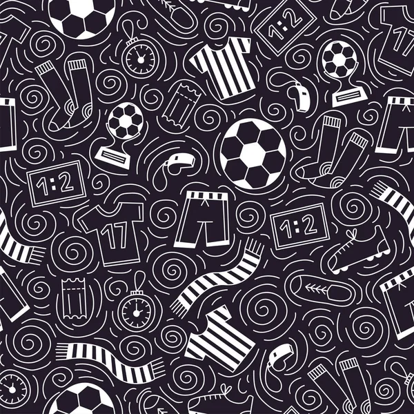 Sports Seamless Pattern Soccer Football Symbols Line Art Style Vector ...