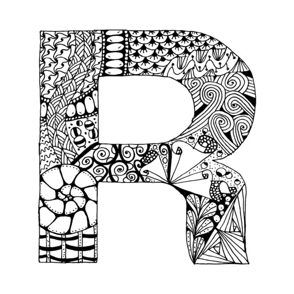 Zentangle Stylized Alphabet Letter Doodle Style Hand Drawn Sketch Font ...