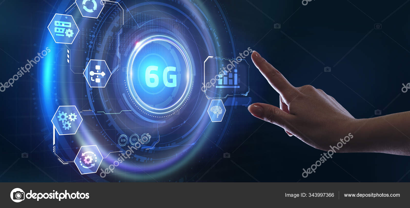 The concept of 6G network, high-speed mobile Internet, new gener Stock ...