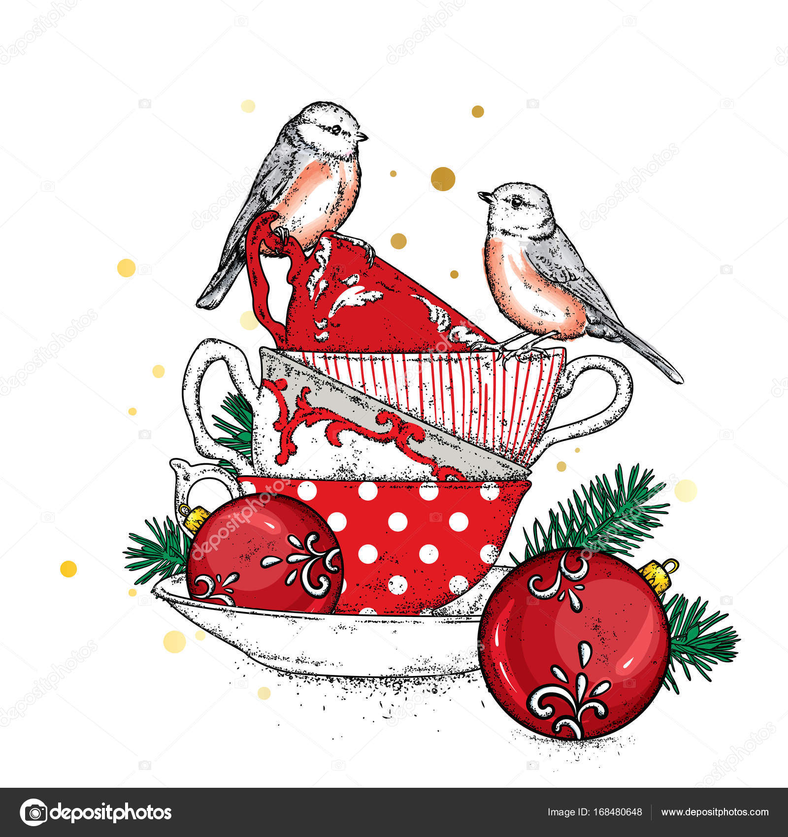 Vintage Christmas Bird Clip Art