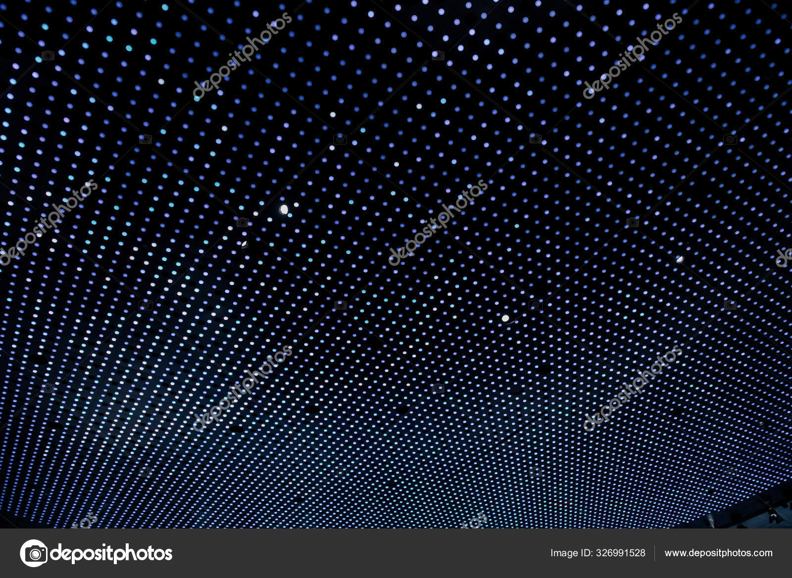 View Bottom Black Led Ceiling White Blue Lights — Stock Photo ...