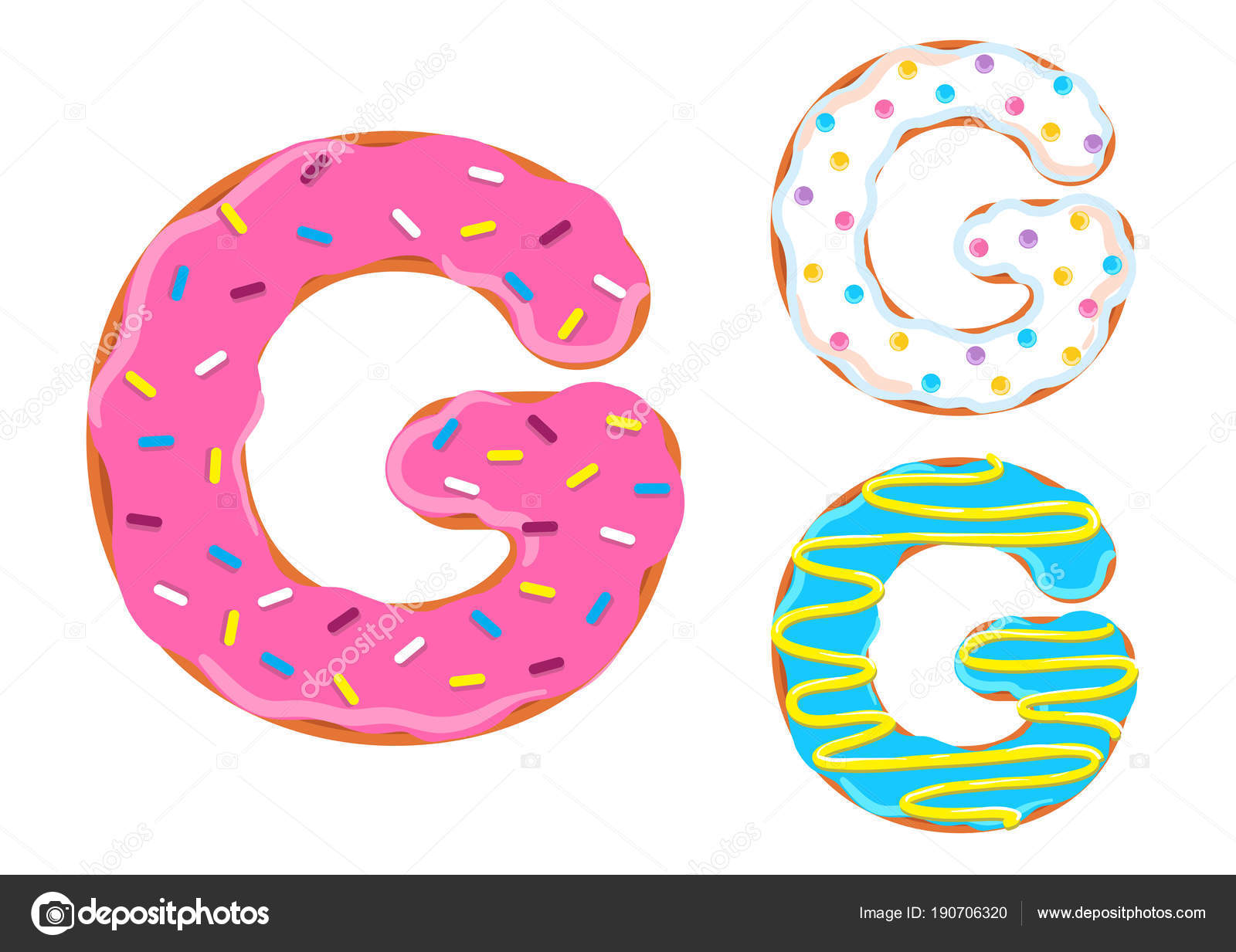 Donut font vector. Letra G Vector de stock por ©anitta_fed 190706320 Donut font vector. Letra G Vector de stock por ©anitta_fed 190706320