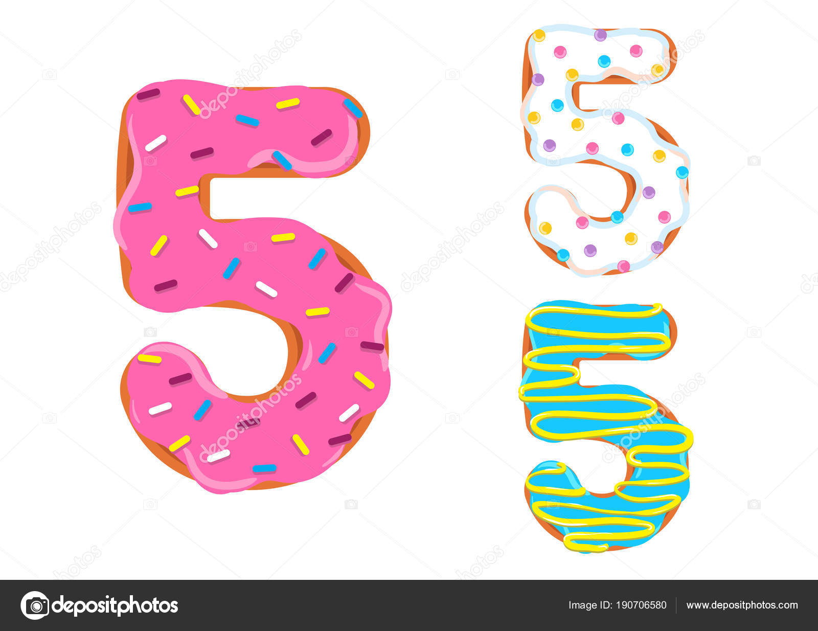 Sweet donut fuente. Número 5. Vector de stock #190706580 de ©anitta_fed