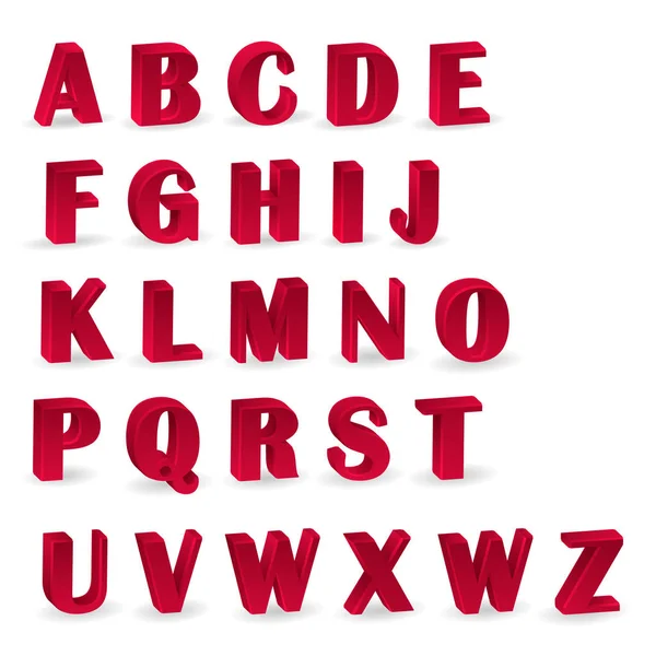 Red 3d letters alphabet, lettering. Design of red abc for typography ...