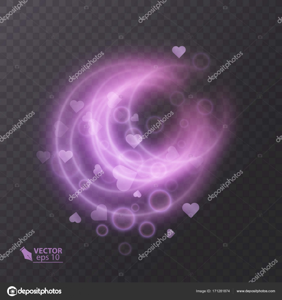 Abstract vector magic glow effect, decorative light effect of pink ...