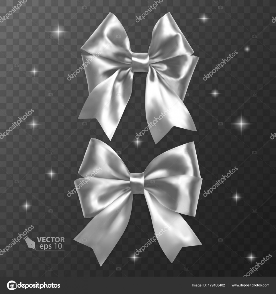 White, realistic vector bows on a transparent background Stock Vector ...