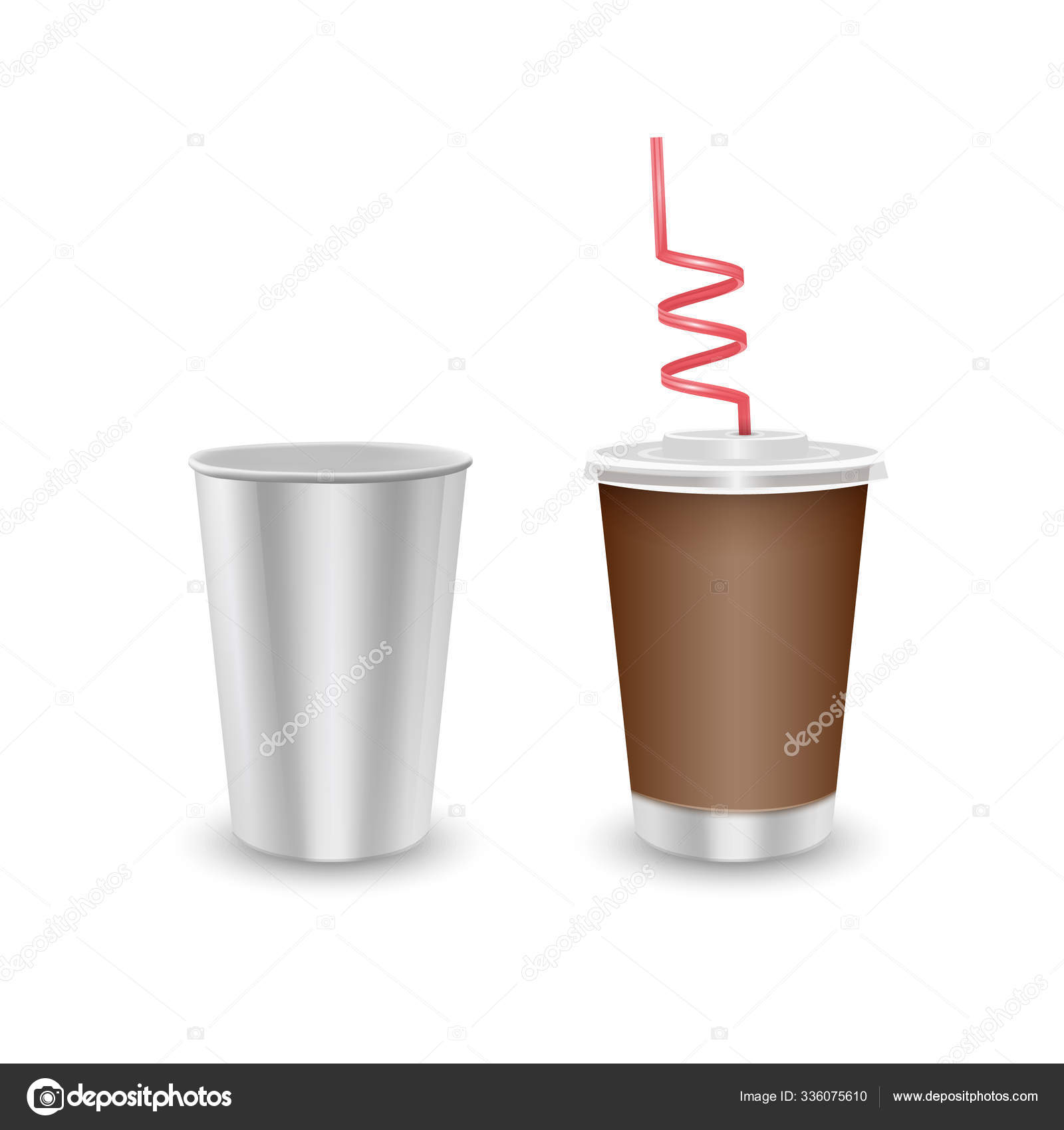 White paper Cup with a brown cover with label and without label ...