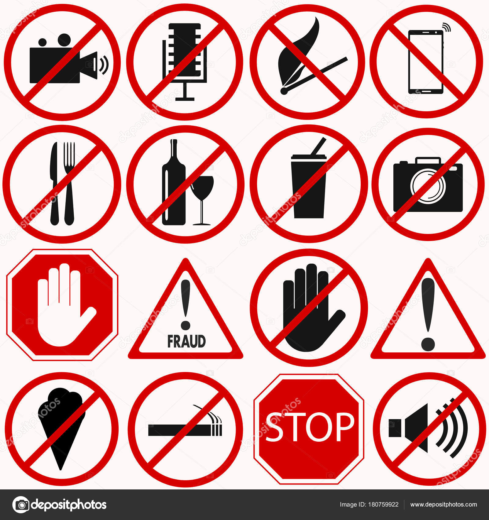Conjunto De Signos De Prohibicion Simbolos Vectoriales Vector Grafico ... Conjunto De Signos De Prohibicion Simbolos Vectoriales Vector Grafico ...