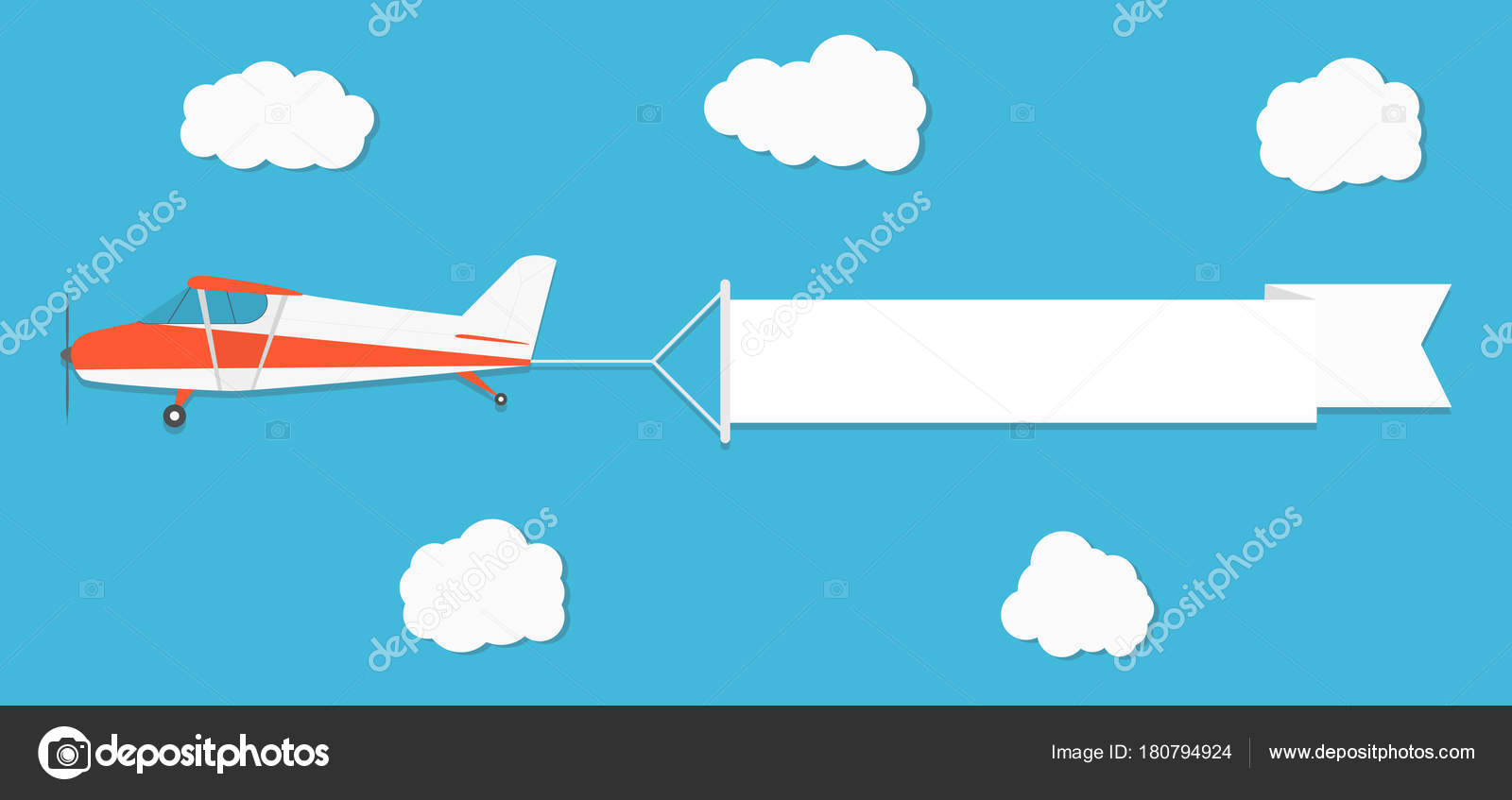 Flying Advertising Banner Planes Horizontal Banners Blue Sky Background ...