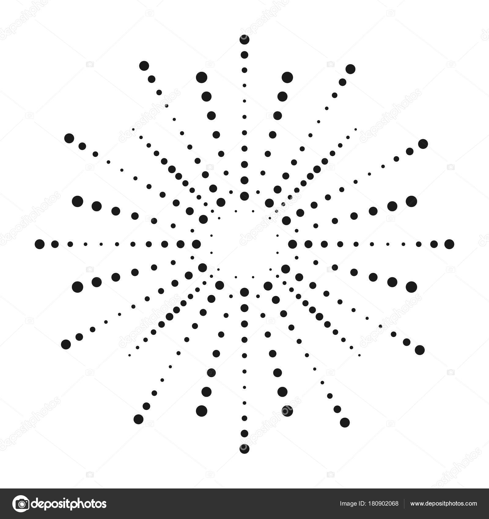 Halftone effect. Dotted sun rays. Vintage sunburst background Stock ...