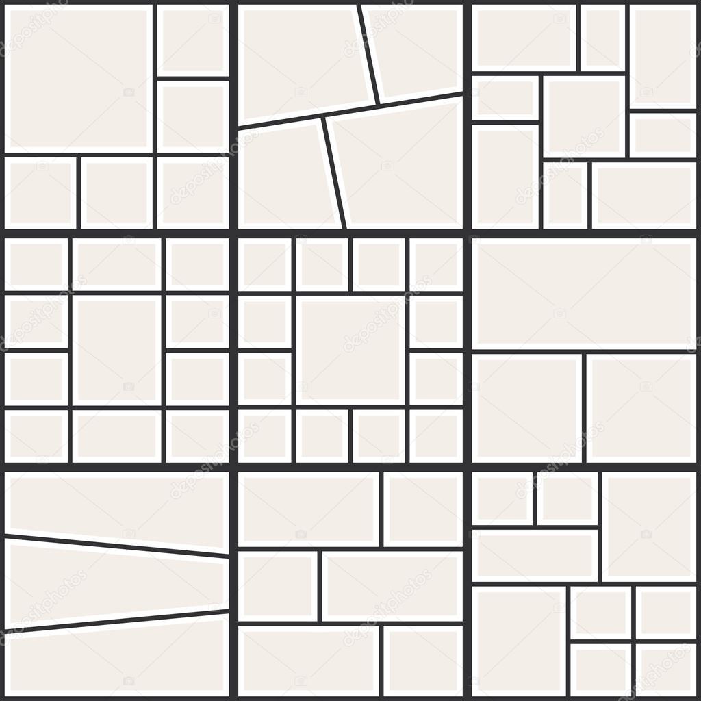 Fotoğraf kolaj çerçeveleri ayarlayın. Vintage Fotoğraf albümü, uygulama ...