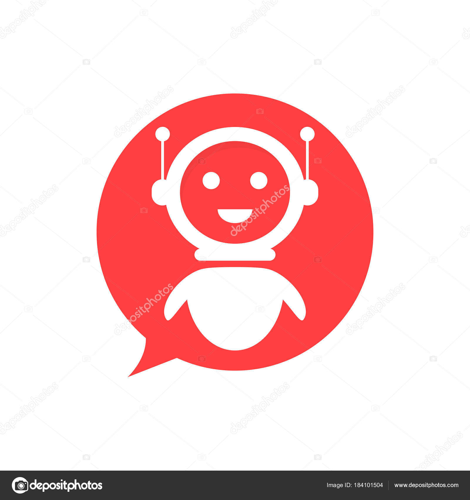Chat bot icon in speech bubble shape background. Virtual assistant for ...