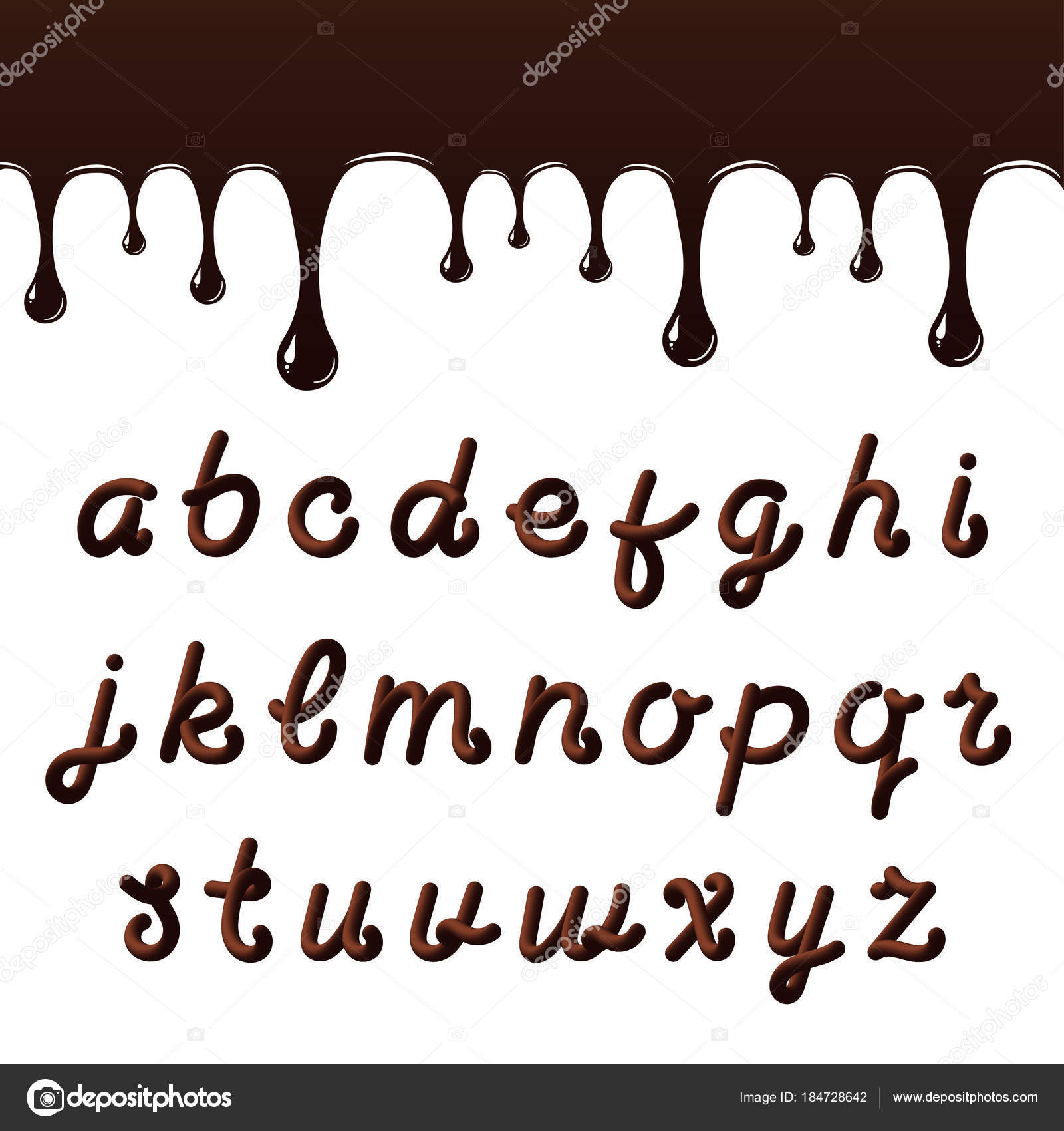 Fuente Chocolate con letras latinas. Alfabeto de chocolate derretido ...