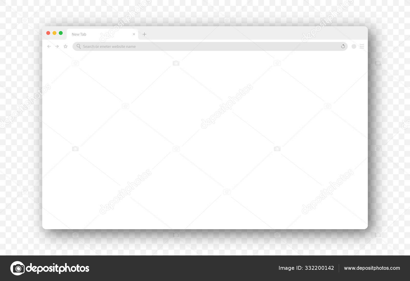 Empty browser window on transparent background. Empty web page mockup ...