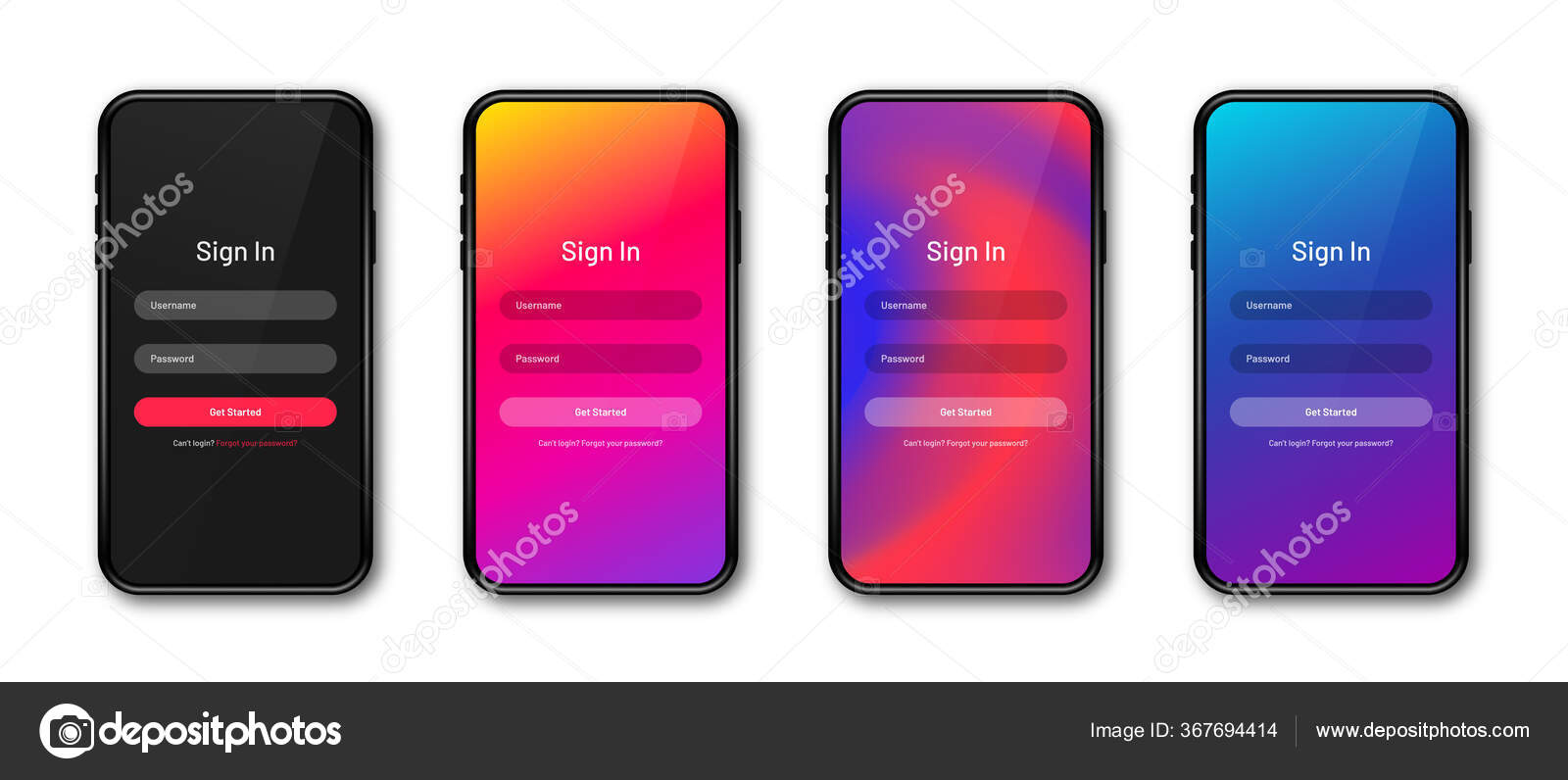 Concept Login Sign Form Page Mobile App Realistic Smartphone Mockup ...