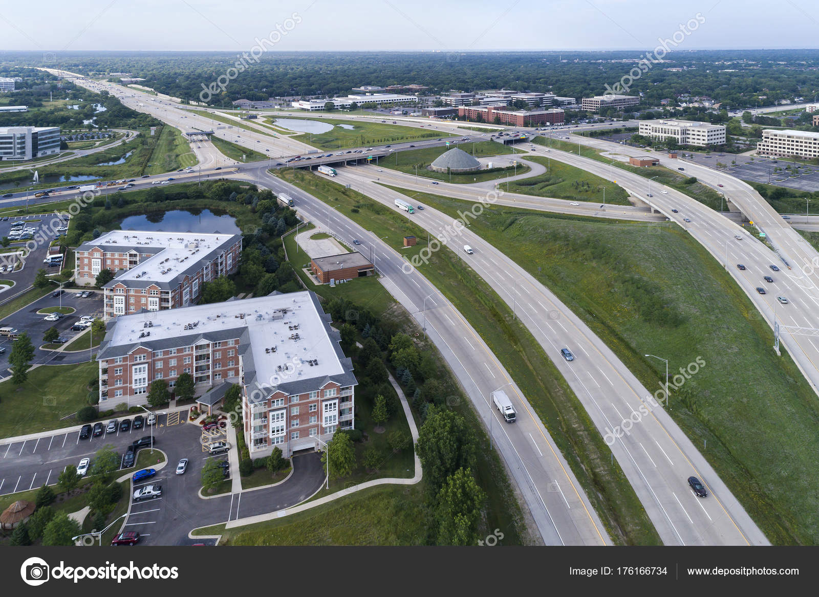 Highway, Overpass, Ramps and Buildings Aerial Stock Photo by ©lmphot ...