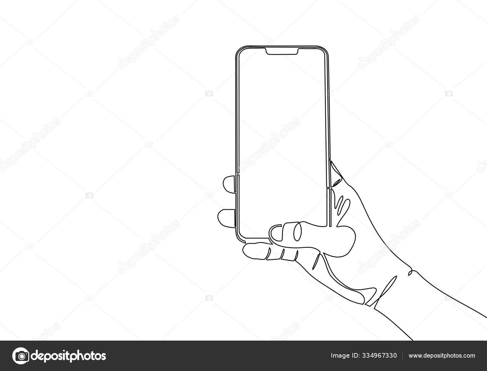 Continuous one line drawing of modern mobile phone Stock Photo by ...