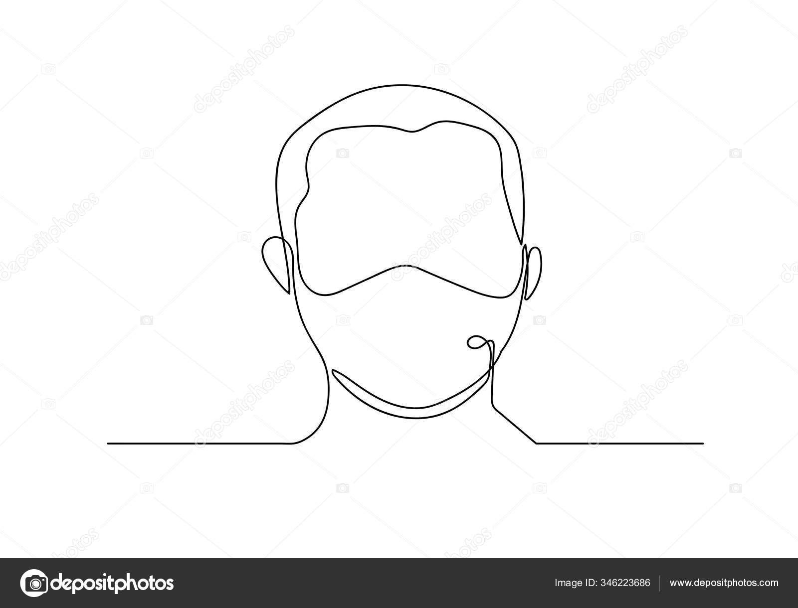 One Continuous Line Drawing Medical Face Mask Concept Coronavirus ...